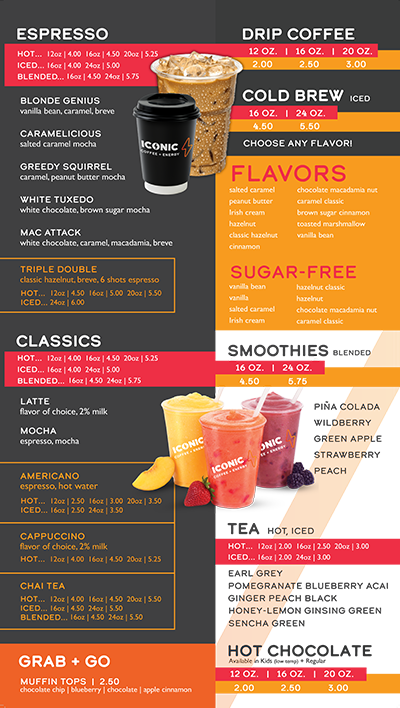 Menu | Iconic Coffee+Energy